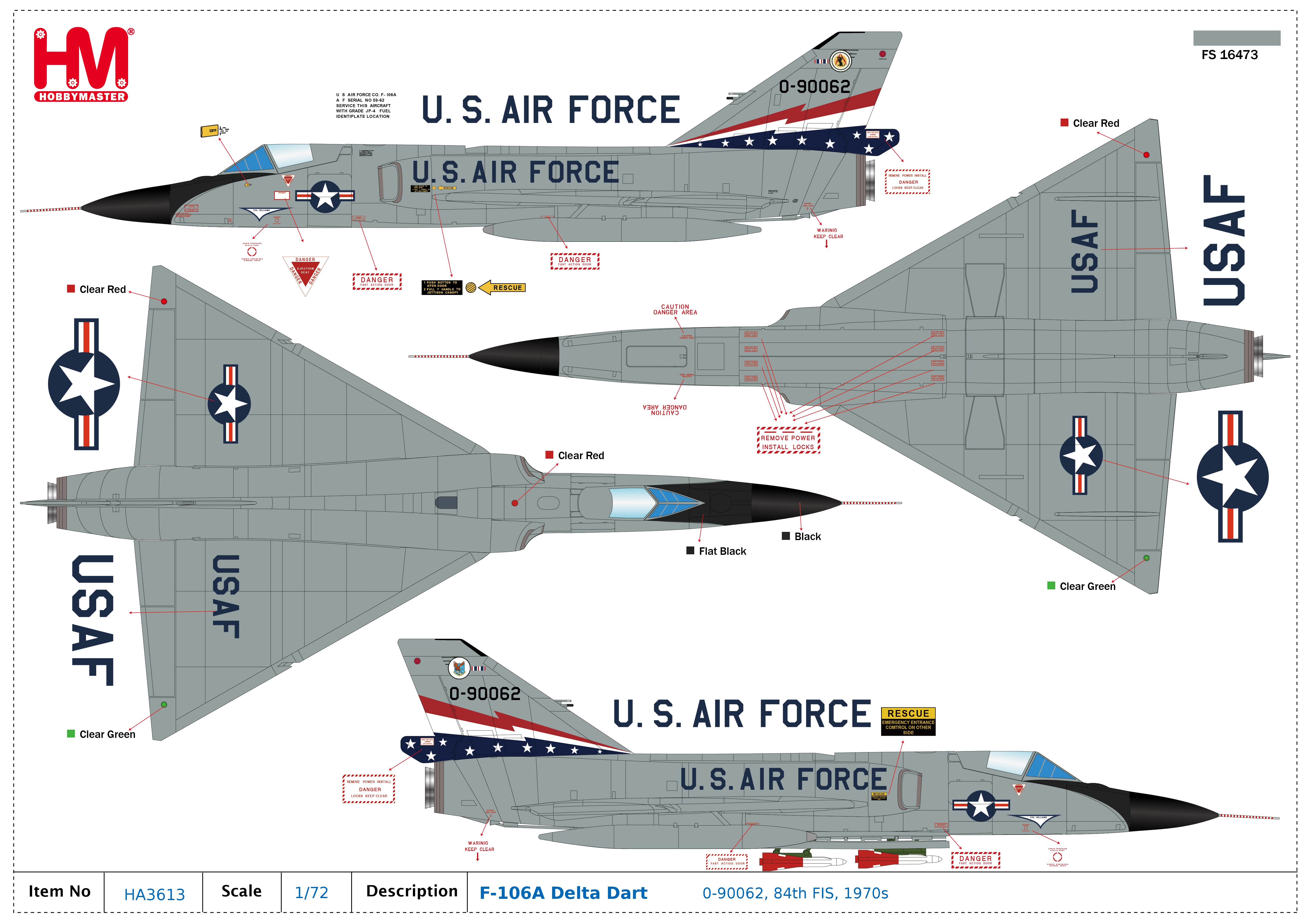 ScaleModelStore.com :: Hobby Master 1:72 - HA3613 - US Air Force F-106A ...